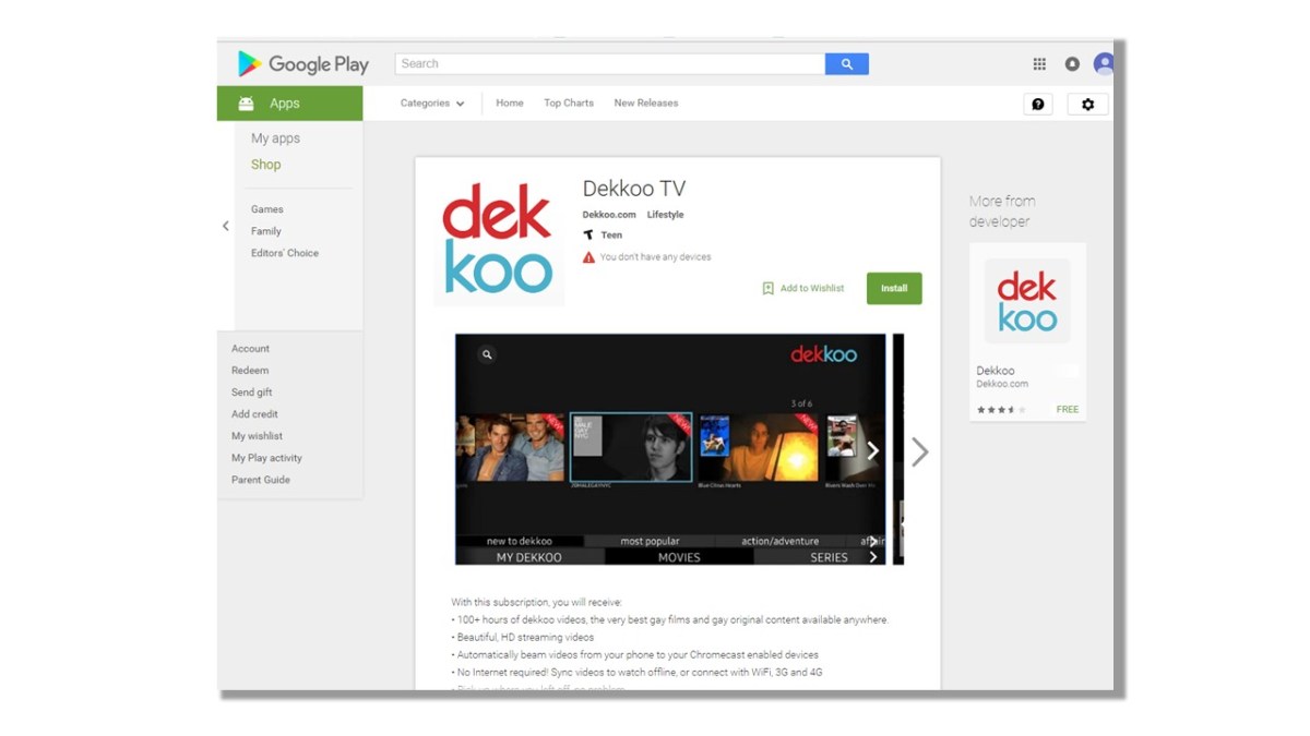 Dekkoo now available for AndroidTV! – Discover great gay stories.